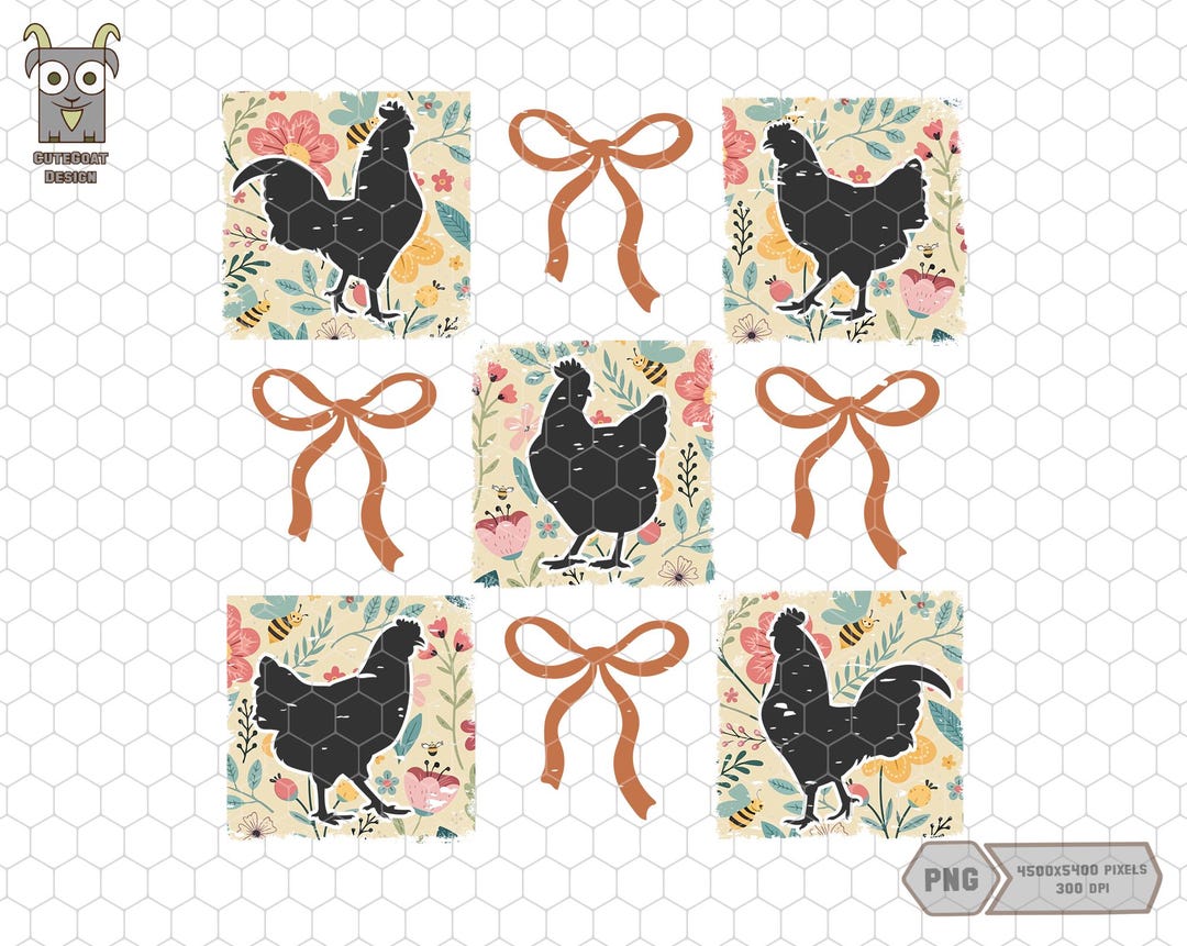 Retro Boho Chicken Farm Png, Chicken Floral Png, Chicken Coquette Bow ...