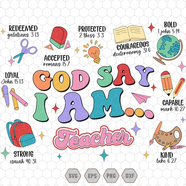 God Says I Am Teacher Png - Etsy