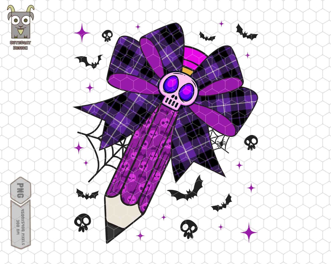 Halloween Coquette Bow Pencil Png, Trick or Teach Png, Spooky Vibes Png ...