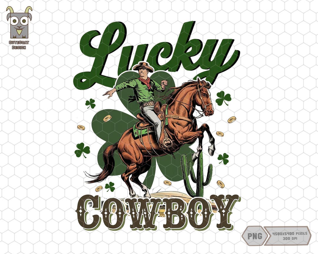 Lucky Cowboy Horse Png, Western Patrick Day Png, Lucky Vibes Png, Irish ...