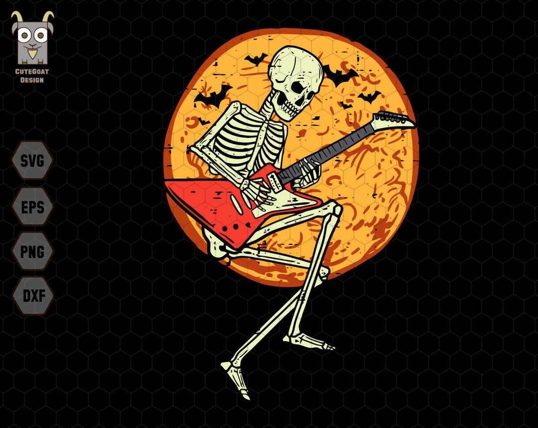 Halloween Skeleton Svg, Moon Svg, Skeleton Play Musical Instruments ...