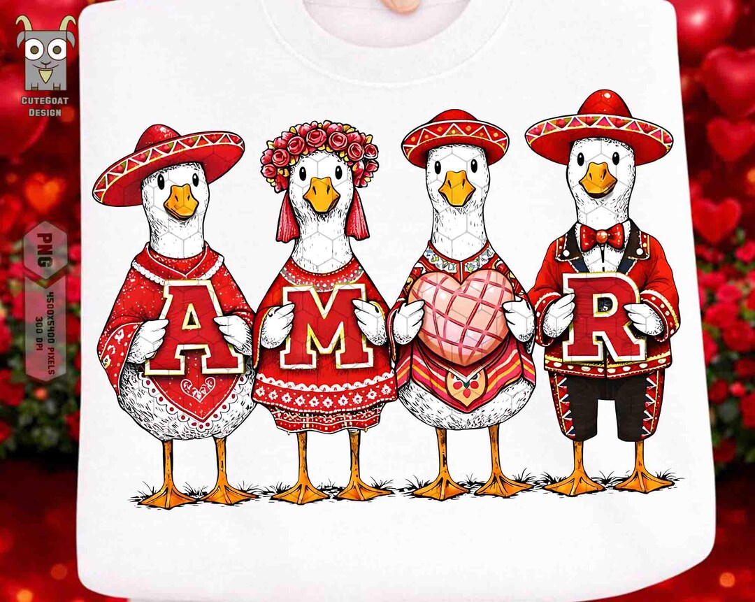 Mexican Amor Goose Png, Spanish Valentine Lovely Goose Png, Cafecito Y ...