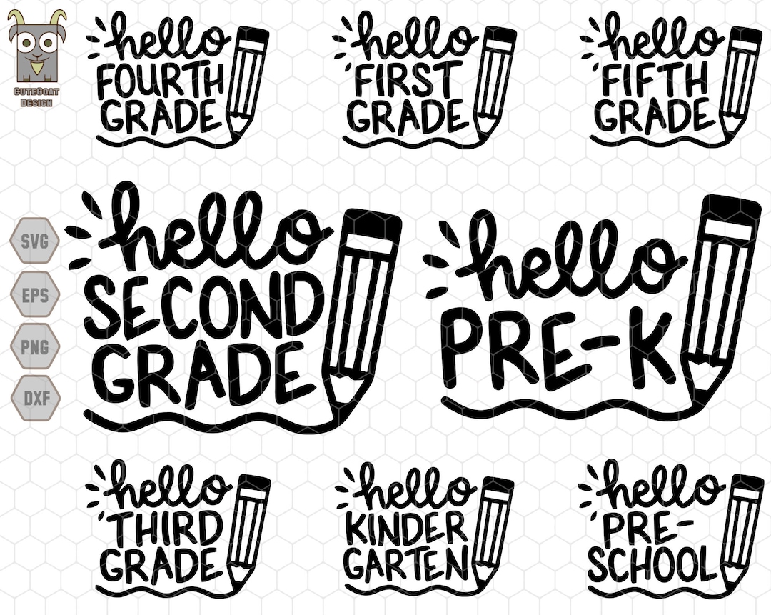 Hello Back to School Svg Bundle, Hello Kindergarten Svg, 1st Day of ...