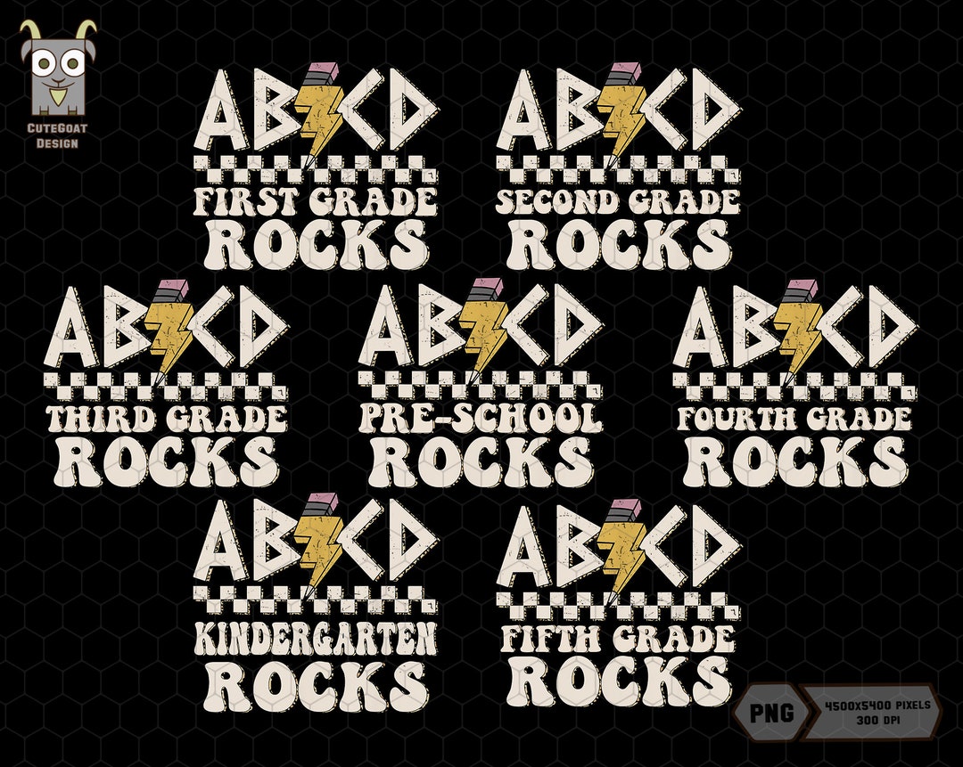 Alphabet ABCD Rock Png Bundle, Back to School Png Bundle, First Day of ...