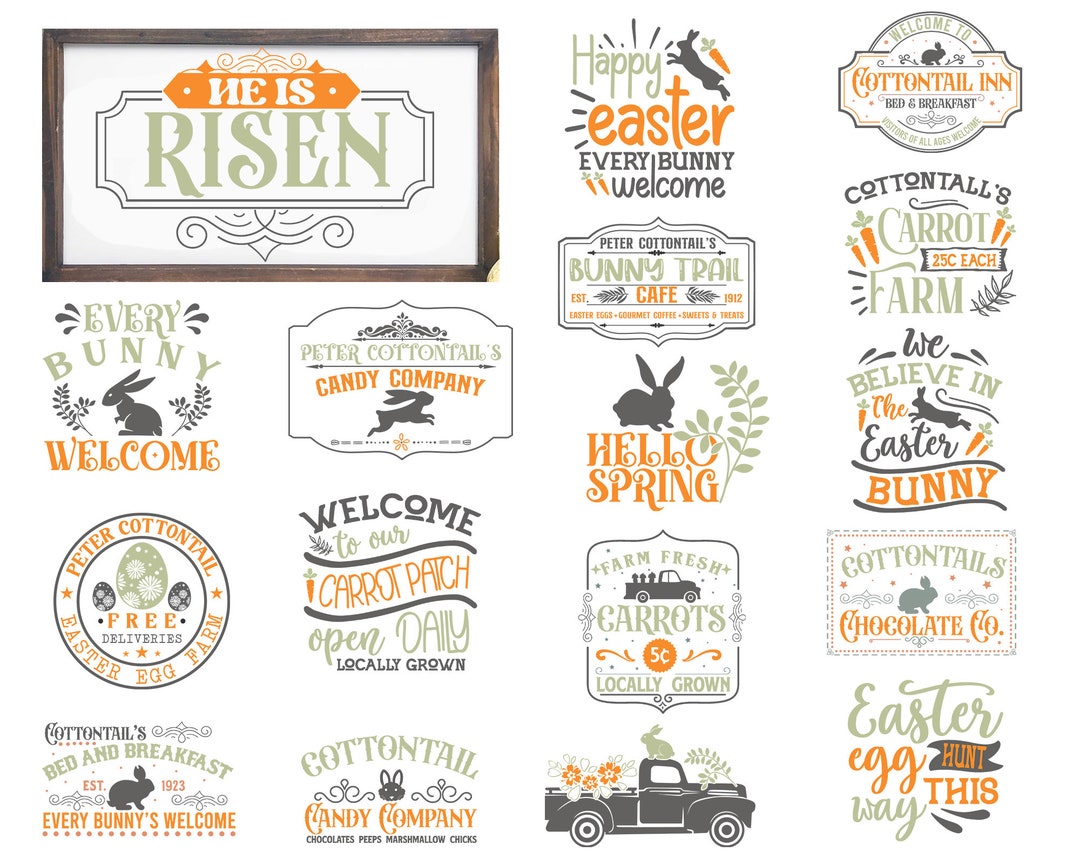 Rustic Easter Svg Bundle, Farmhouse Easter Svg, Vintage Easter Sign Svg ...