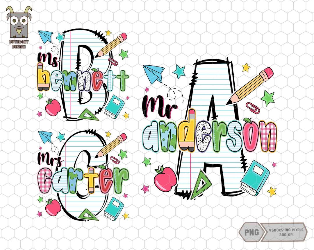 Personalized Teacher Png, Custom Teacher Name Png, Custom Student Name ...