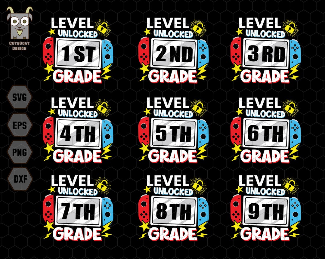 Back to School Svg Bundle, 1st Day of School Svg, Level Unlock Grade ...