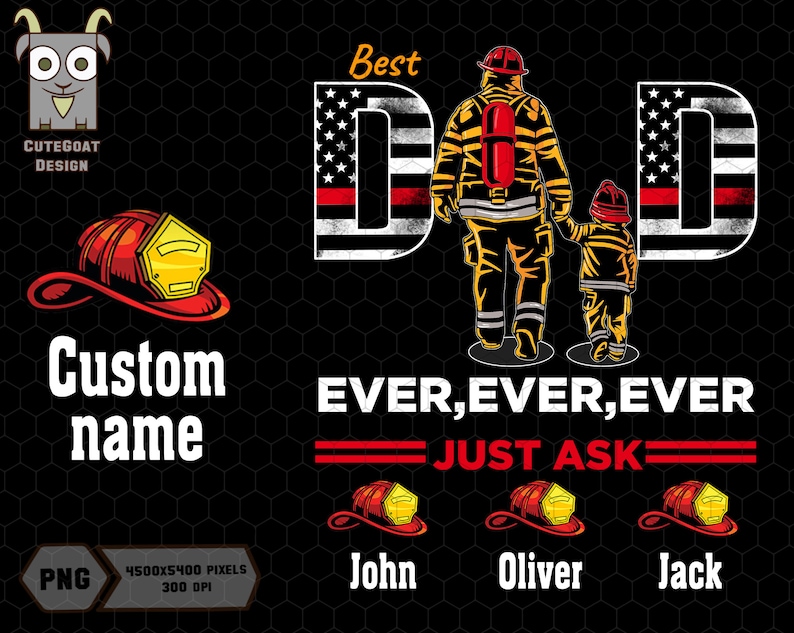 Personalized Firefighter Dad Png, Firefighter Png, Custom Dad Png, Dad ...