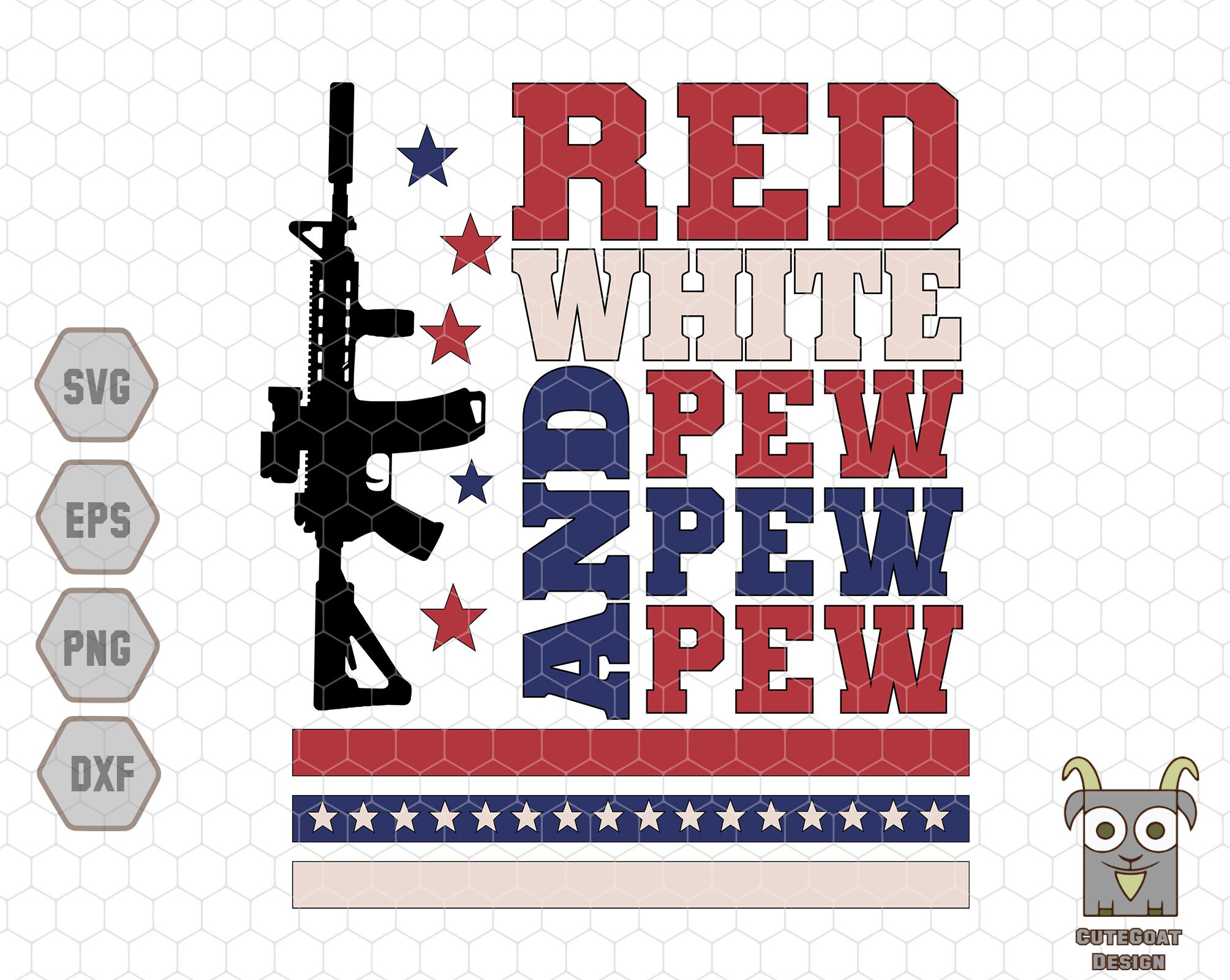 Red White and Pew Pew Pew SVG Gun Svg Patriotic Svg USA - Etsy