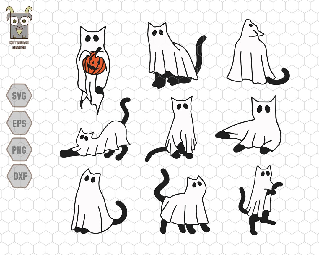 Funny Cat Ghost Svg Bundle, Cat Quotes Svg, Cute Cat Ghost, Cat Lovers ...