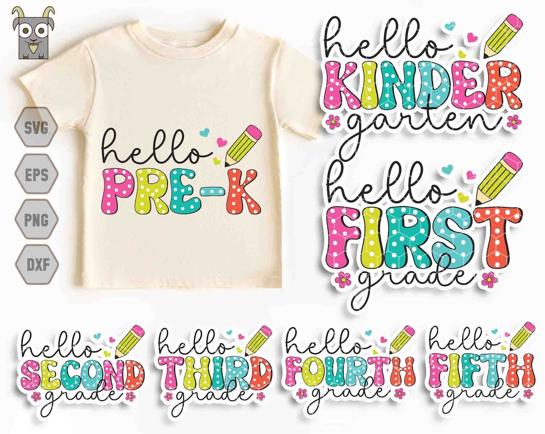 Hello Grade Svg Bundle, Back to School Svg Bundle, Hello Kindergarten ...