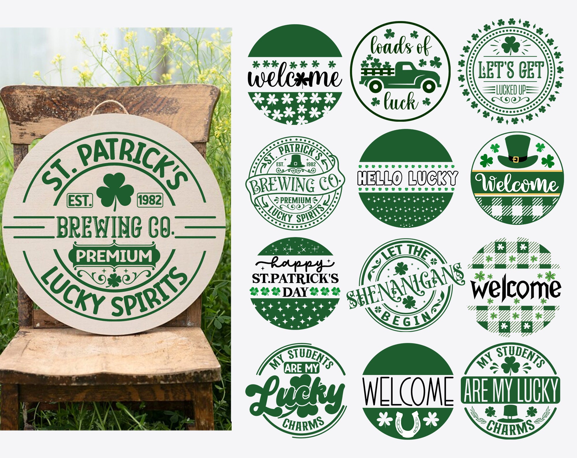 St Patrick's Day Round Signs Svg Bundle St Patrick's - Etsy
