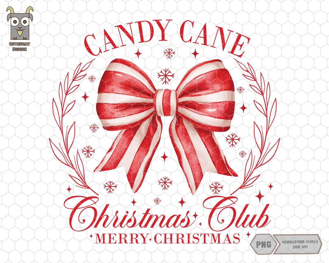 Candy Cane Christmas Club Png, Merry Christmas Png, Candy Cane Coquette ...