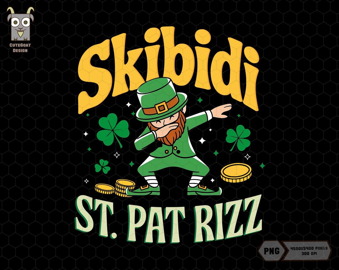 Skibidi St. Pat Rizz Png, Happy Patrick's Day Png, Retro Lucky Vibes ...