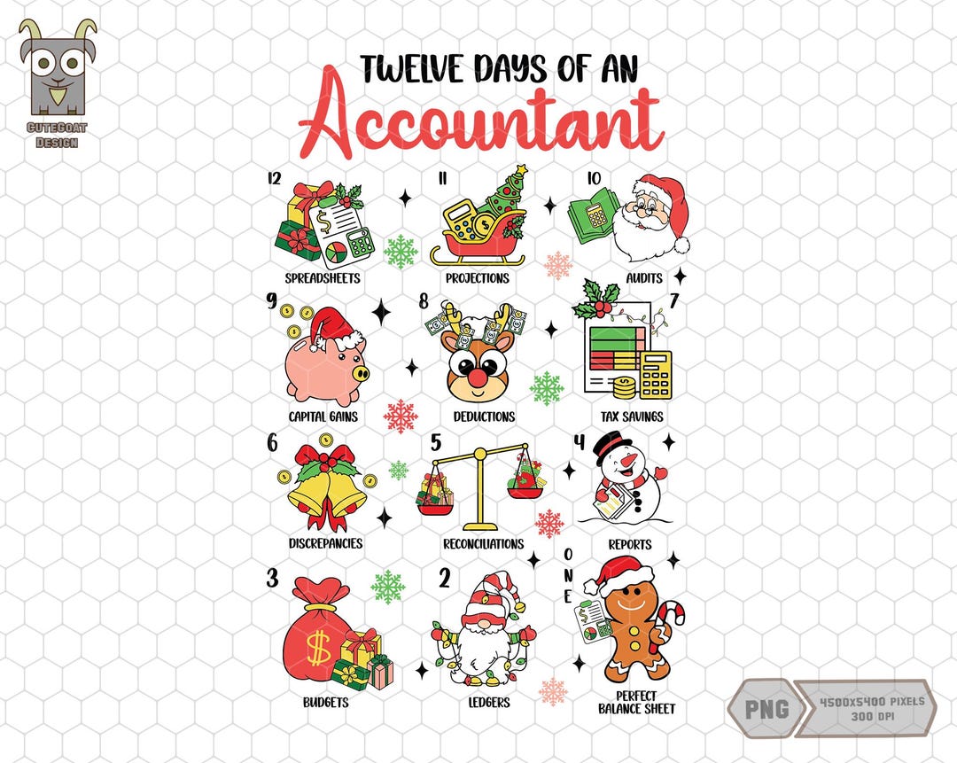 12 Days of an Accountant Png, Holly Jolly Accountant Png, Santa's ...