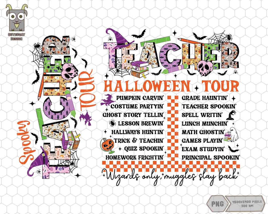 Teacher Halloween Tour Png, Spooky Teacher Tour Png, Teacher Life Png ...