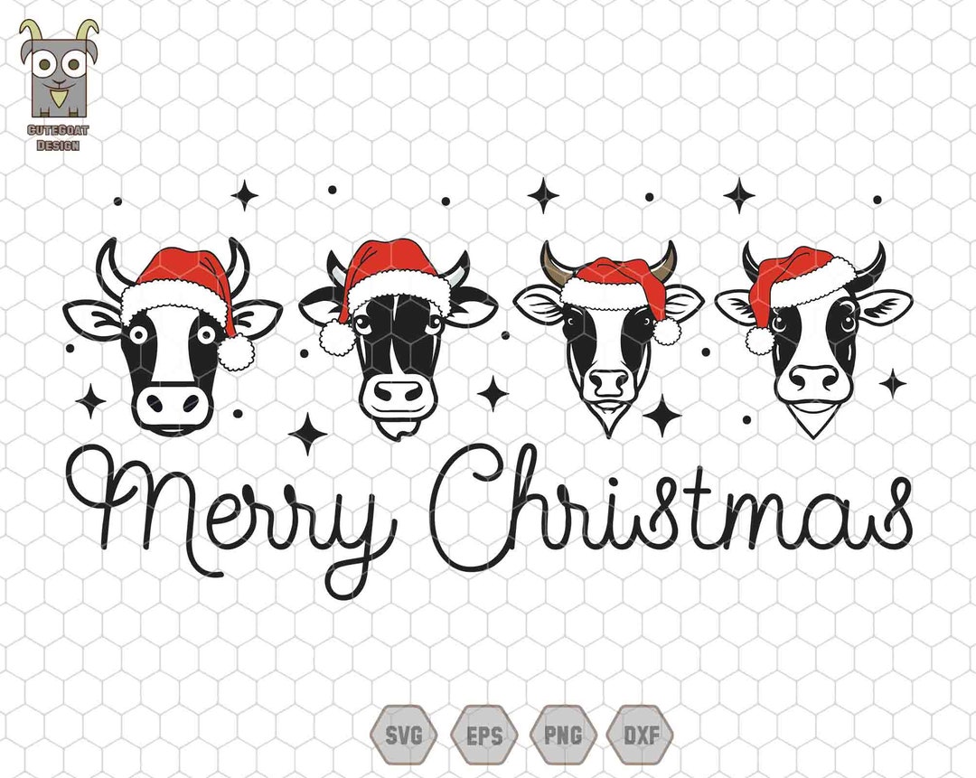 Merry Christmas Cow Svg, Holstein Cow Svg, Christmas Svg, Cow Lover Svg ...