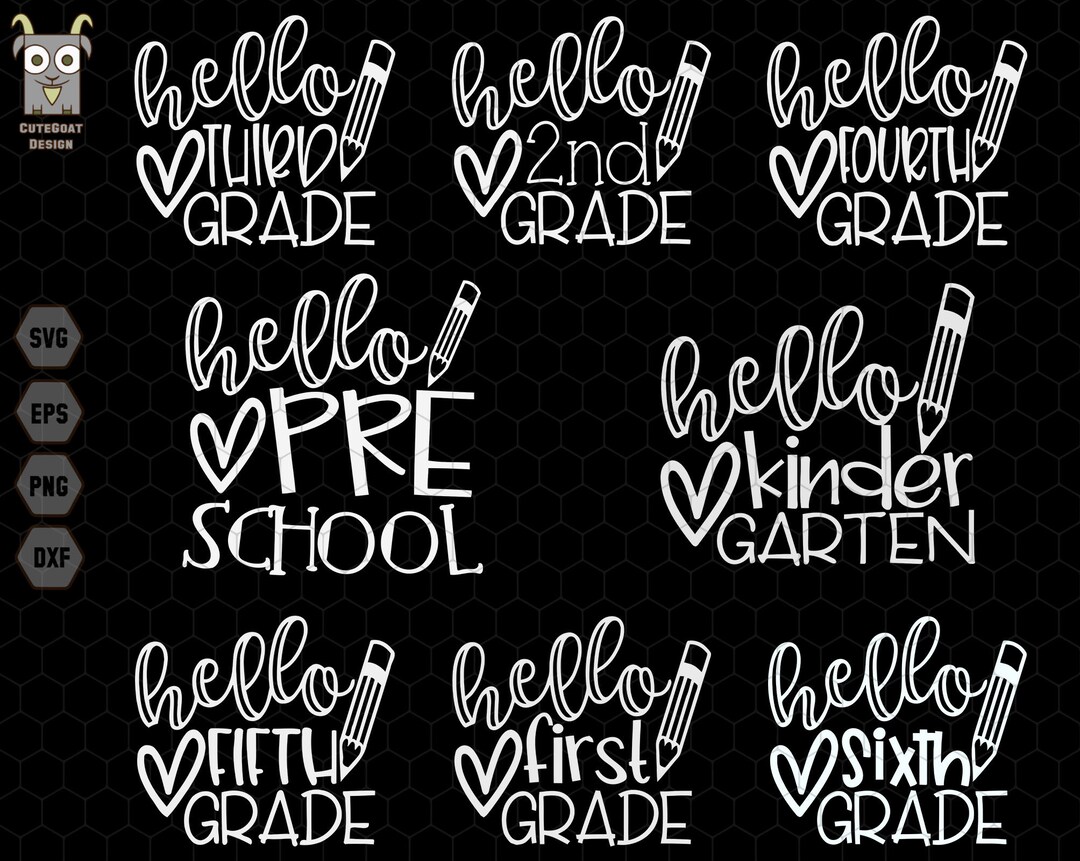Back to School Svg Bundle, Hello Pre School, 1st Day of School, Back to ...