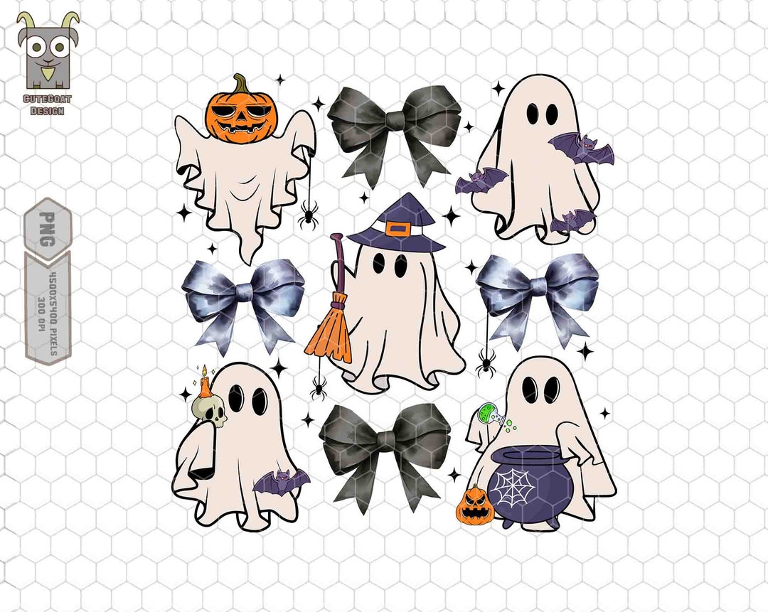 Ghost Coquette Halloween Png, Ghost Bow Halloween Png, Girly Coquette ...