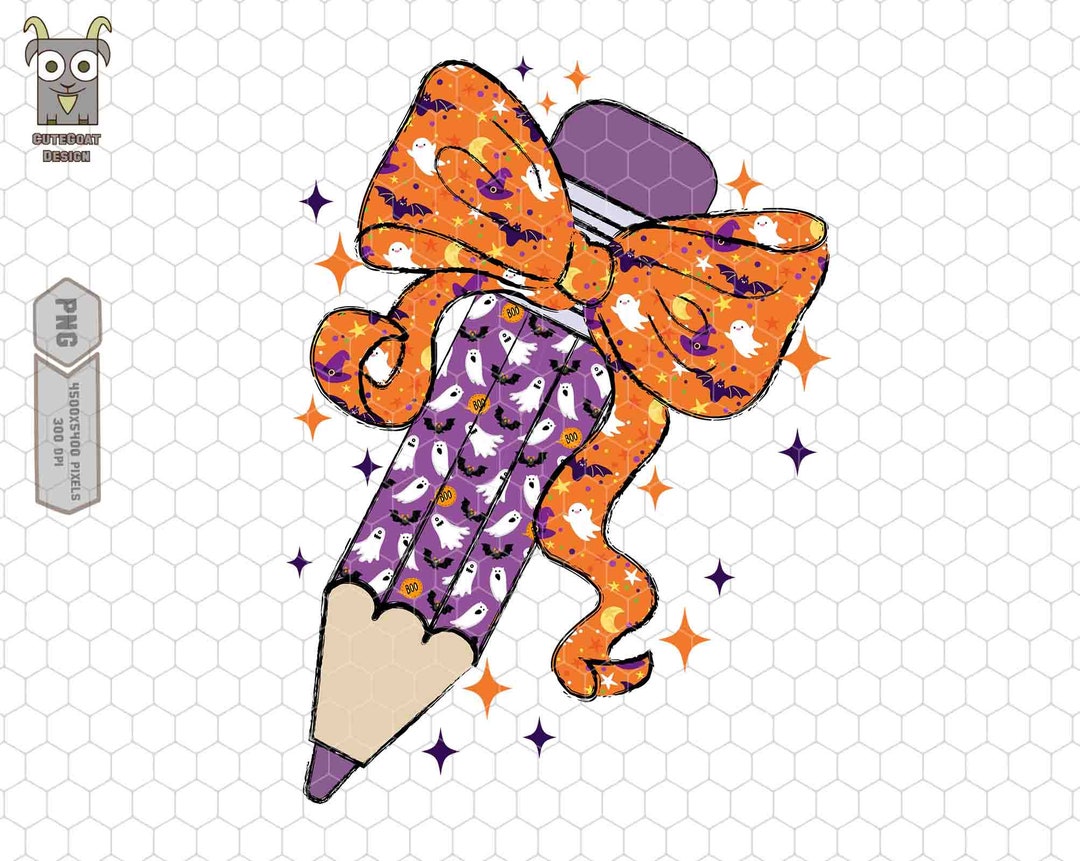 Teacher Halloween PNG Png, Halloween Pencil Png, Back to School Png ...