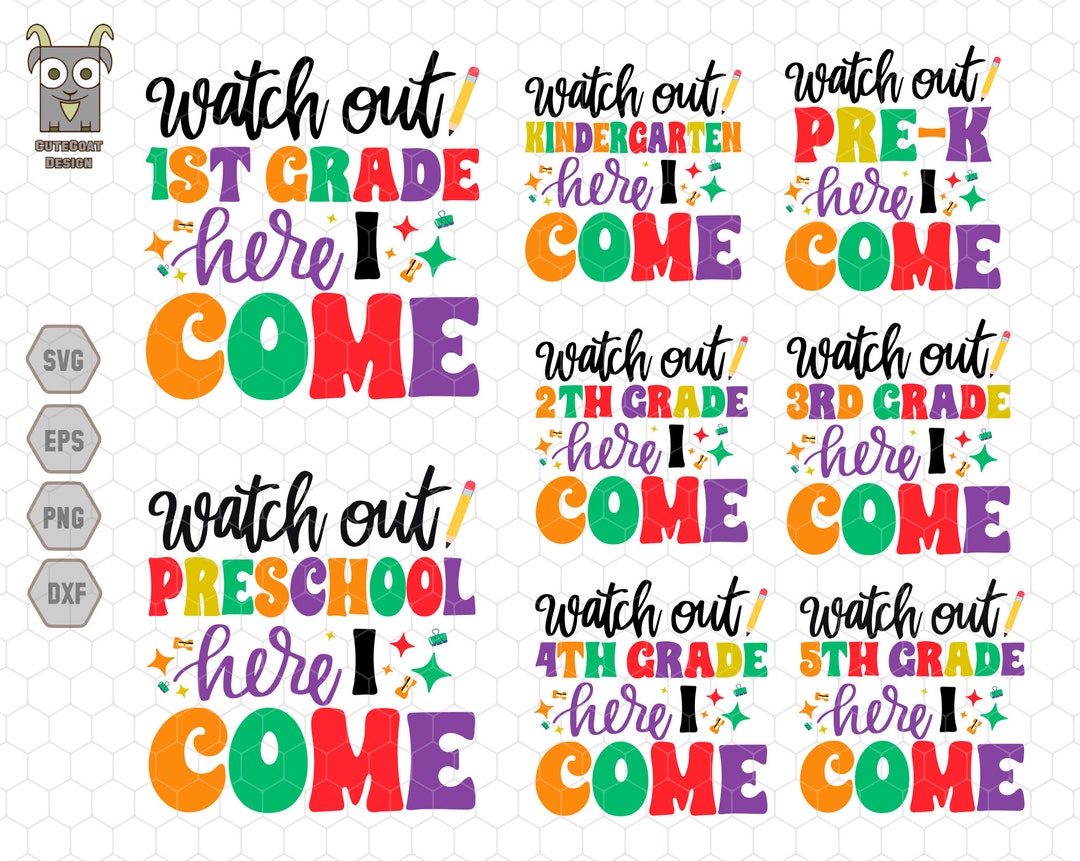 Watch Out Here I Come Svg Bundle Back to School Svg Bundle - Etsy