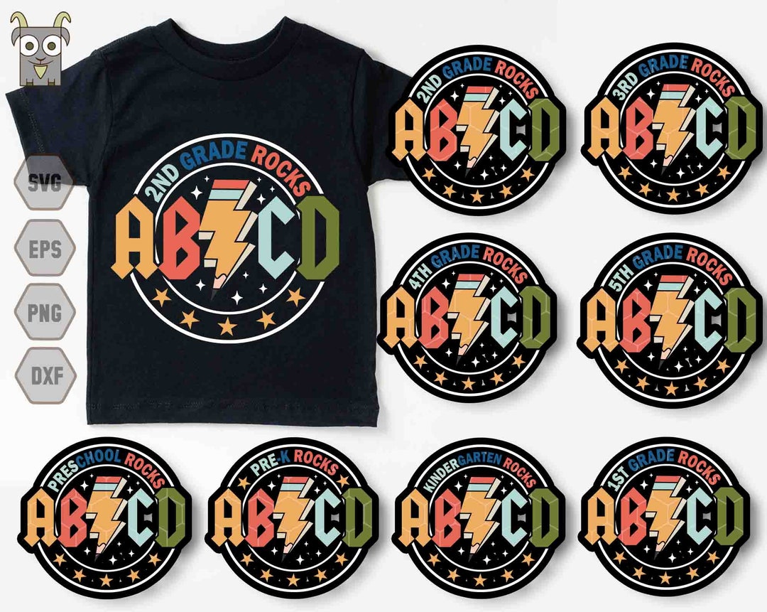 Back to School Svg Bundle, ABCD Grade Rock Svg, First Day of School Svg ...