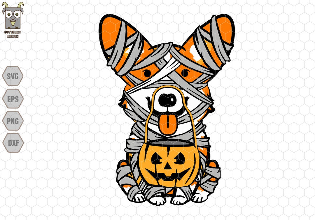 Welsh Corgi Mummy Svg, Trendy Halloween Svg, Spooky Pumpkin Svg, Corgi ...