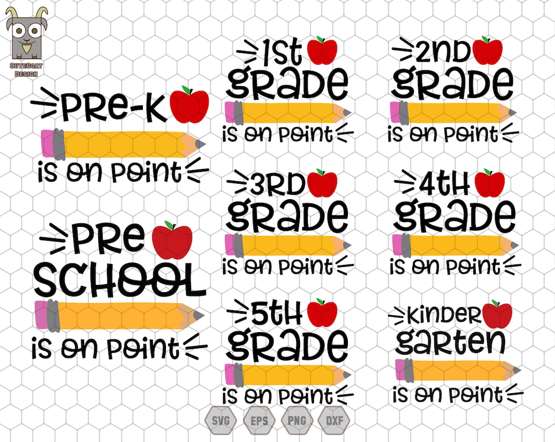 Back to School Svg Bundle, 1st Grade is on Point Svg, Apple Svg, Pencil ...