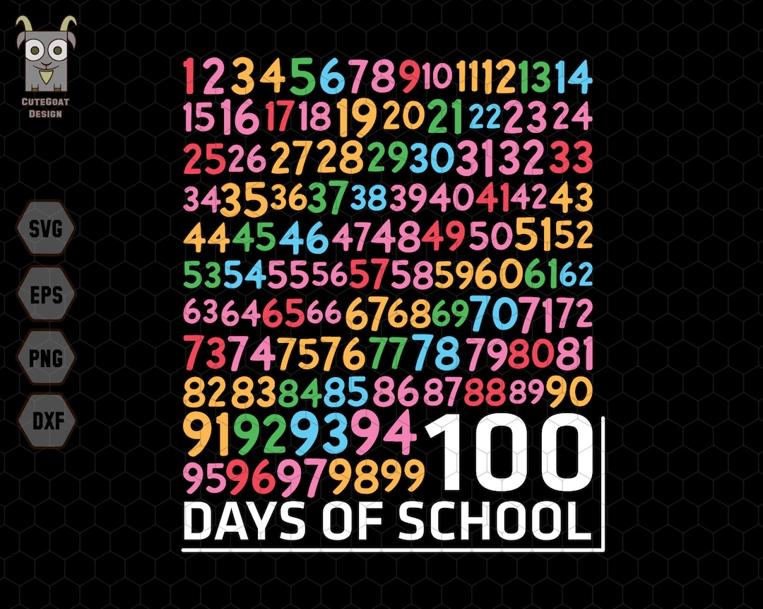100 Days of School Svg, Teacher Kids Svg, 100 Days Math Numbers Svg ...