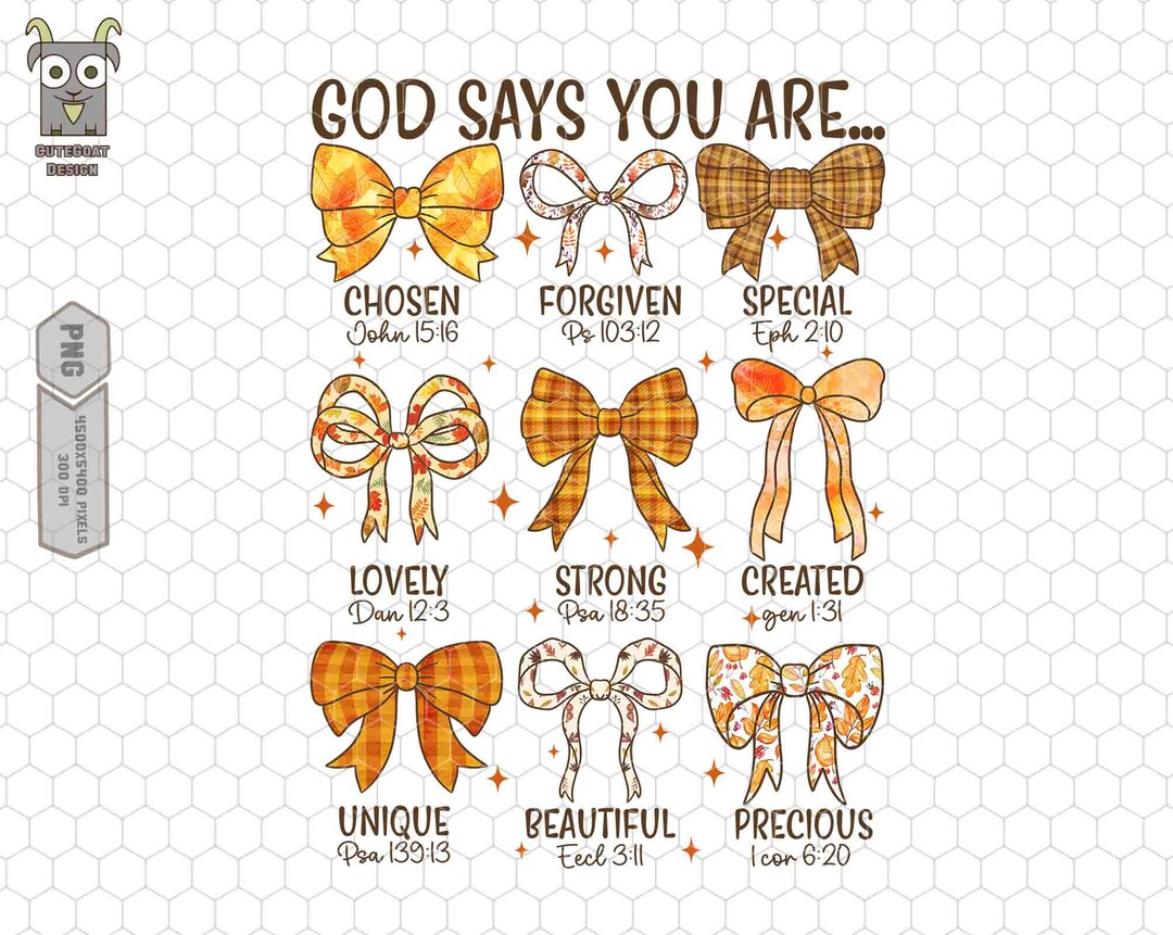 God Say You Are Fall Png, Fall Coquette Bow PNG, Bible Verse, Pumpkin ...
