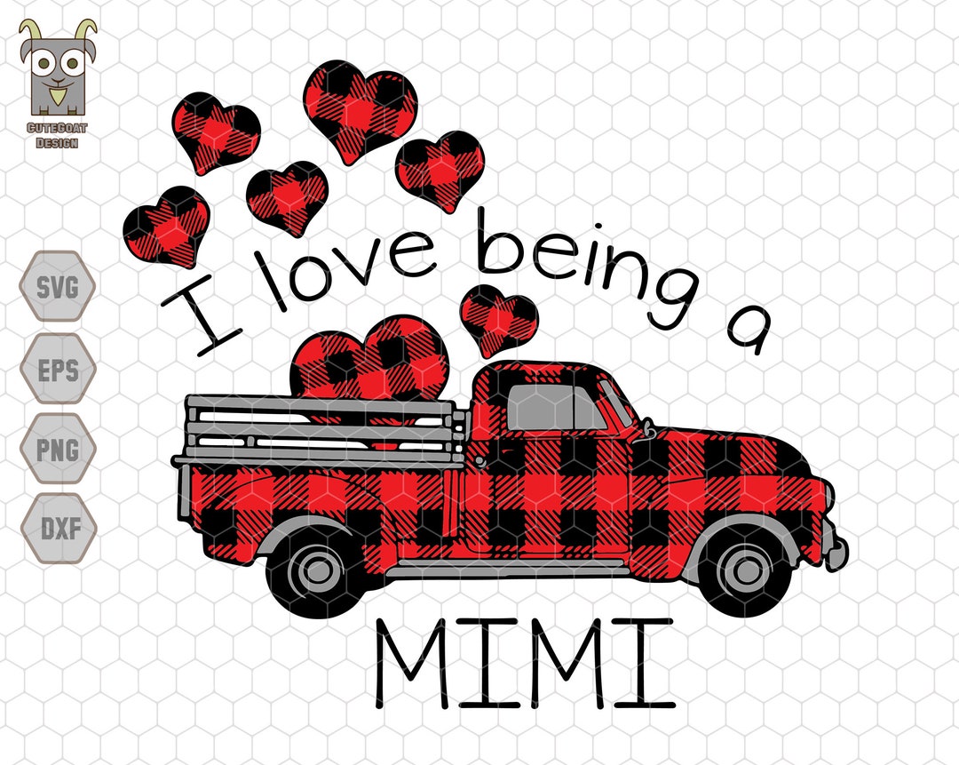 Jaime être un Mimi SVG Truck Hearts SVG Buffalo Plaid - Etsy France