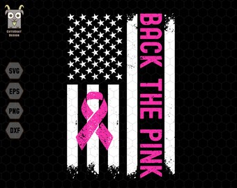 Pink Ribbon USA Flag Svg, Breast Cancer Awareness Flag Svg, Breast ...