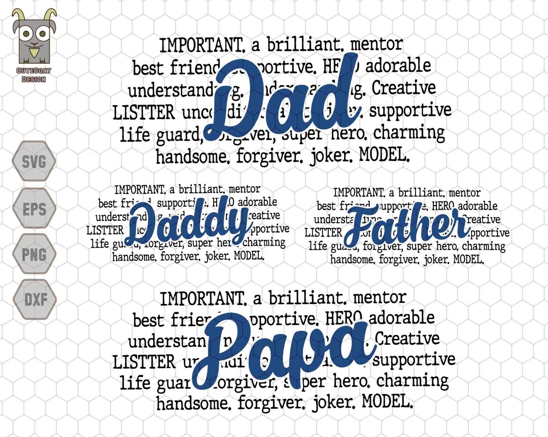 Father Words Art SVG PNG, Dad Noun Svg, Father's Day Svg, Best Dad Ever ...