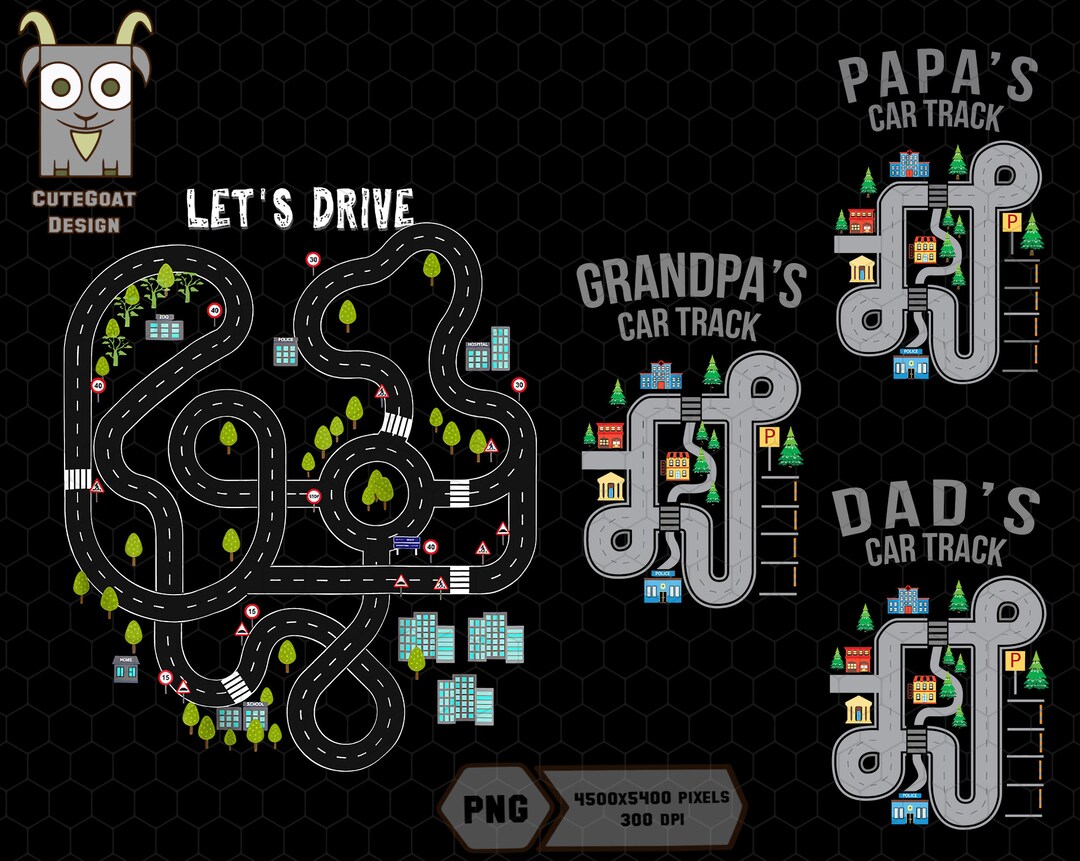 Daddy's Car Track Png Bundle, Cars on Daddy's Back, Father and Son Png ...