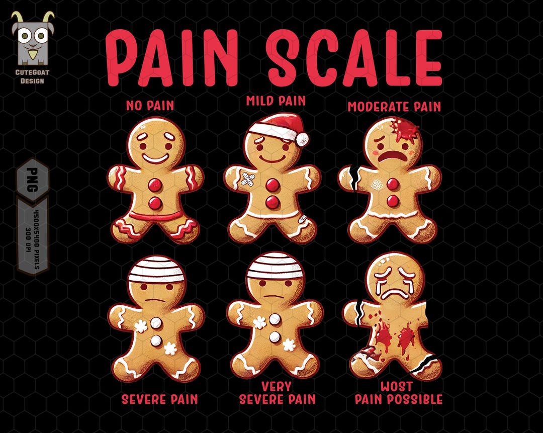 Pain Scale Png, Christmas Nurse Png, Gingerbread Man Png, Nurse Triage ...