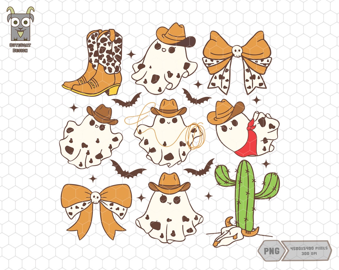 Howdy Ghost Png, Western Coquette Bow Png, Retro Halloween Png, Western ...