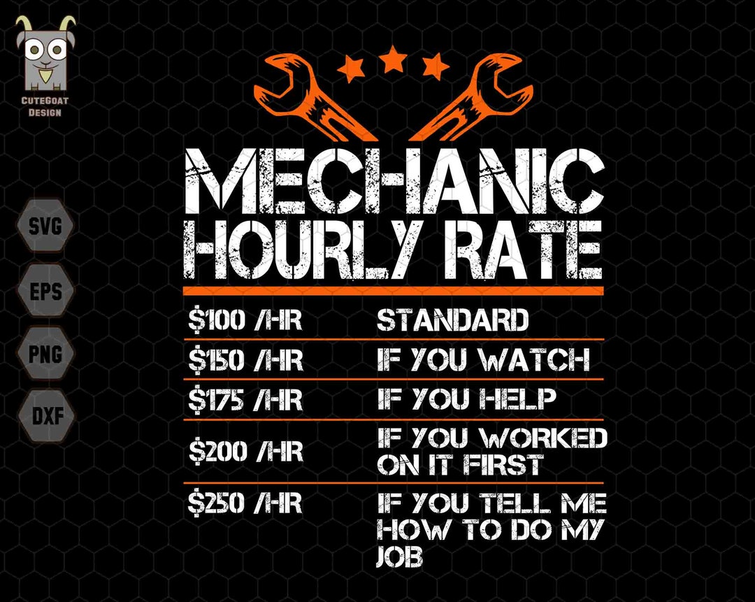 Mechanic Hourly Rate Svg, Gift for Mechanic Svg, Funny Mechanic Svg ...