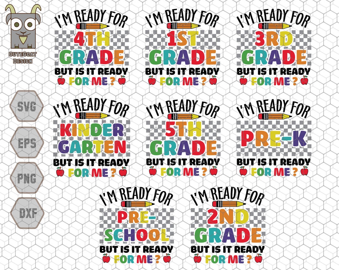 Back to School Svg Bundle, Kindergarten Svg, I'm Ready for 1st Grade ...