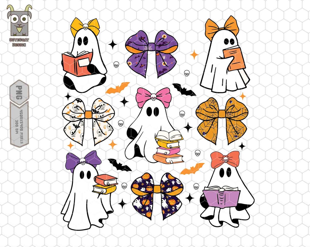 Reading Book Ghost Png, Coquette Bow Halloween Png, Bougie Ghost Png ...