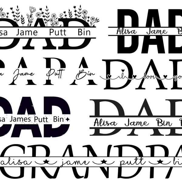 Dad With Kids Names Svg - Etsy