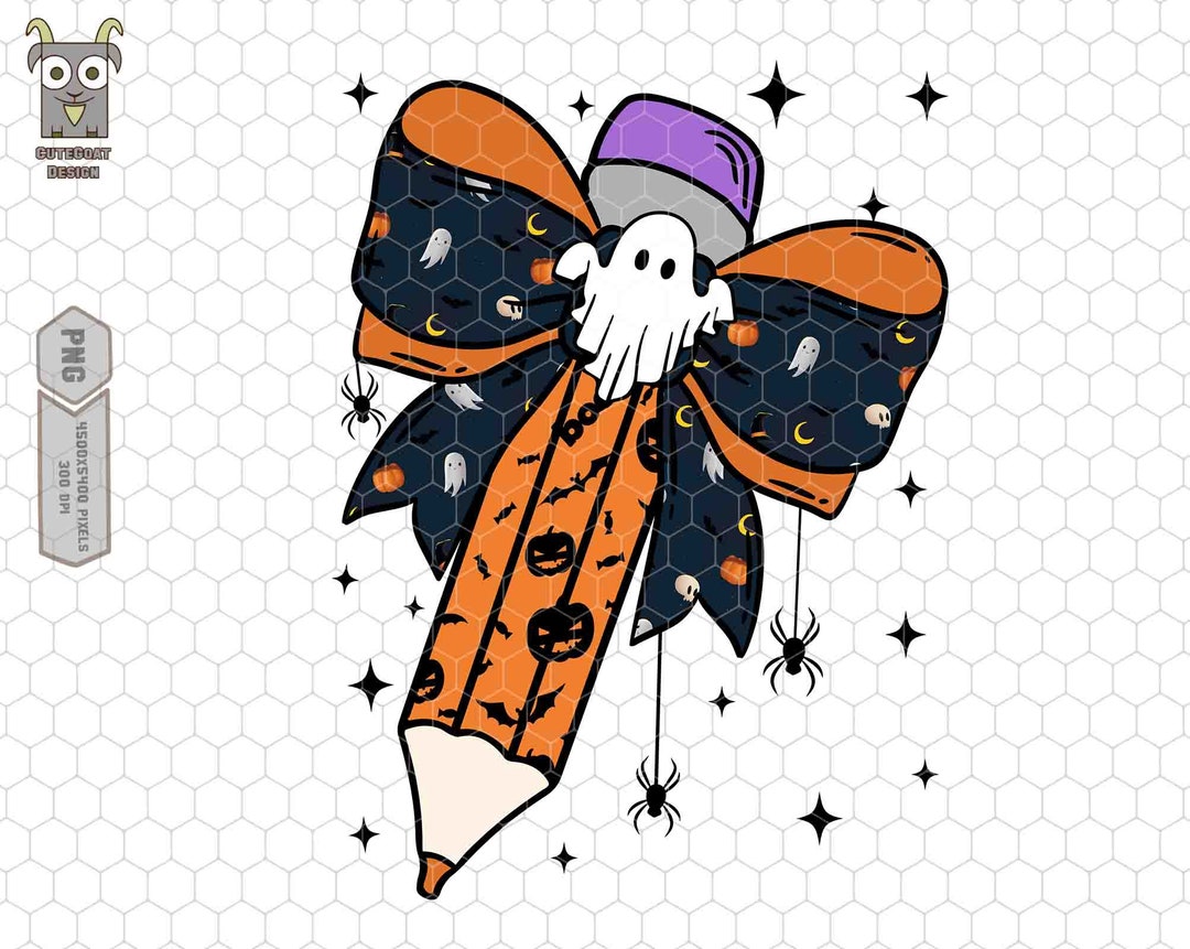 Halloween Pencil Png, Halloween Coquette Bow Png, Halloween Png, Back ...