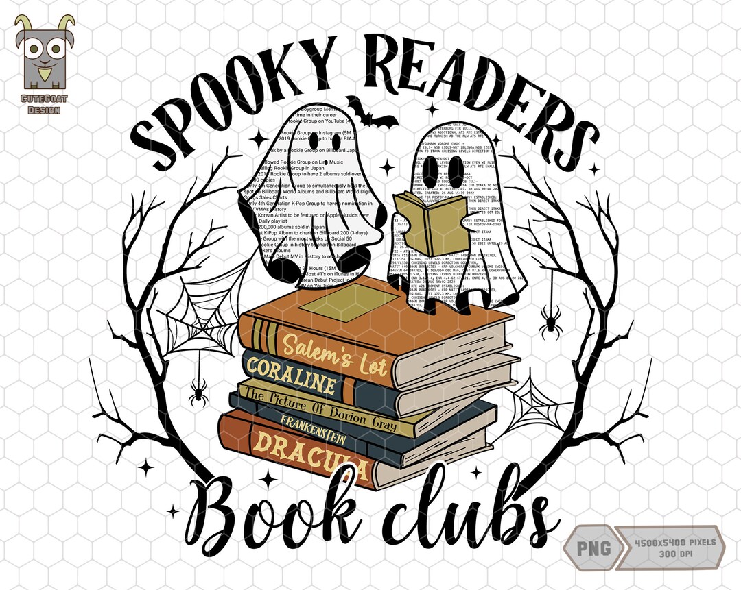 Spooky Readers Png, Book Clubs Png, Ghost Reading Book Png, Book Lovers ...
