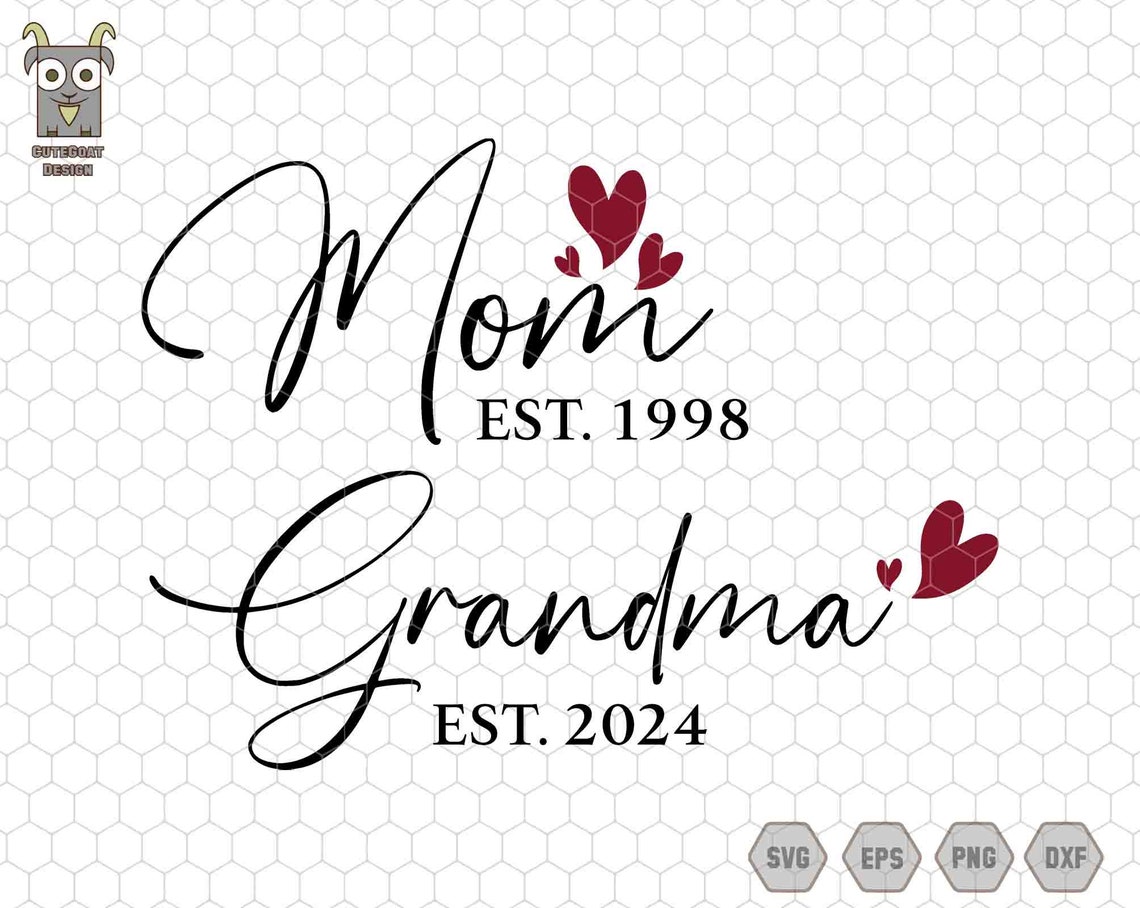 Personalized Mom Est Svg, Grandma Est Svg, Mother's Day Svg, Custom Mom ...