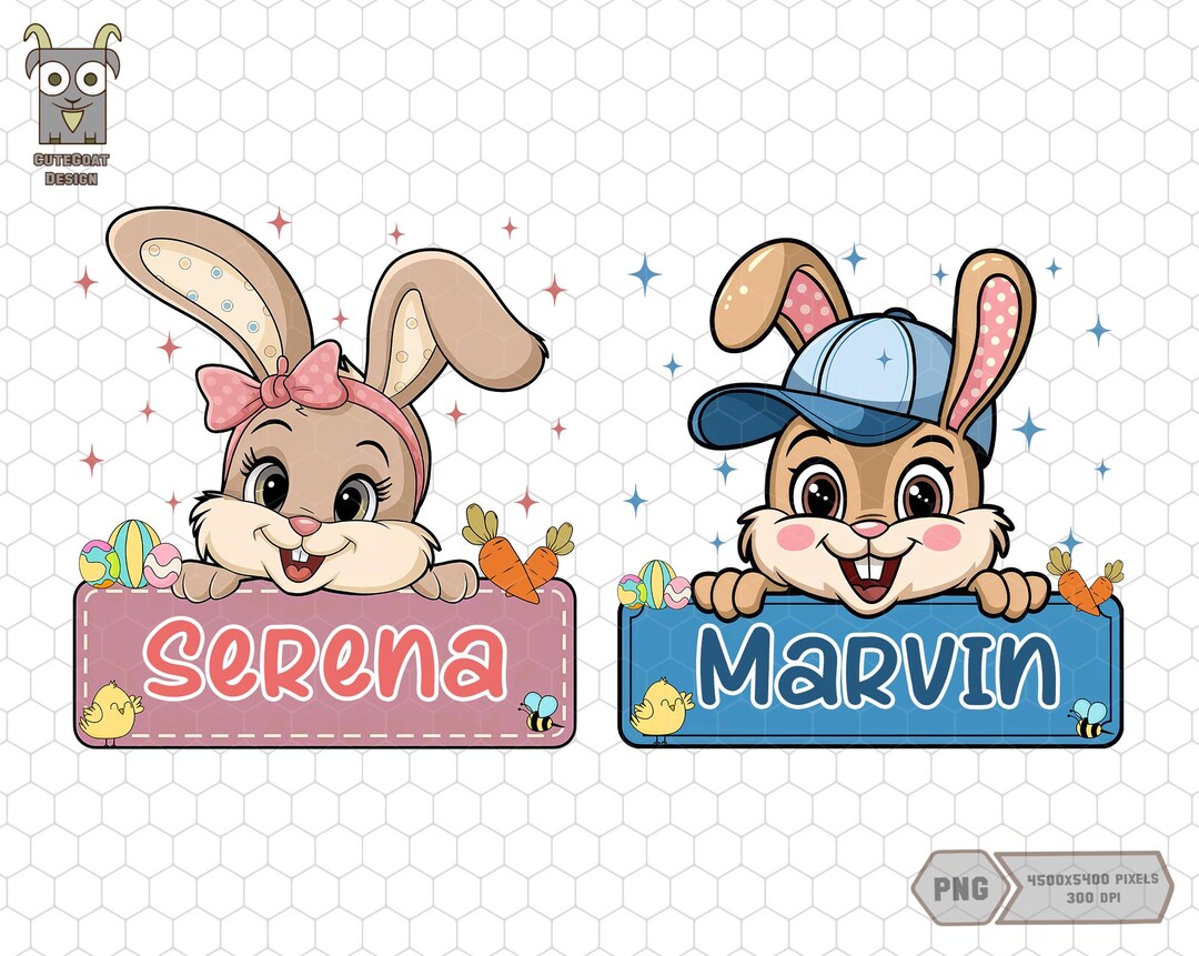 Personalized Rabbit Easter Png, Custom Bunny Boy and Girl Png, Couple ...