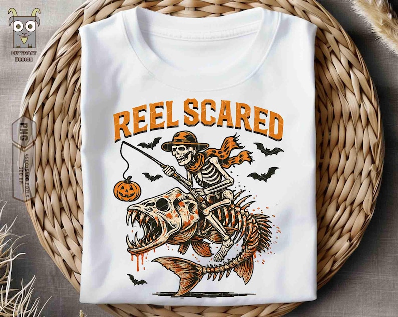 Reel Scared Png, Halloween Fishing Png, Skeleton Fish Png, Spooky Fall ...
