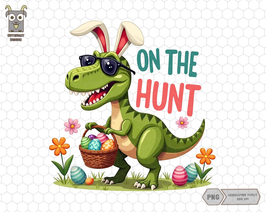 On the Hunt Png, Easter Saurus Rex Png, T-rex Dinosaur Png, Kids Easter ...