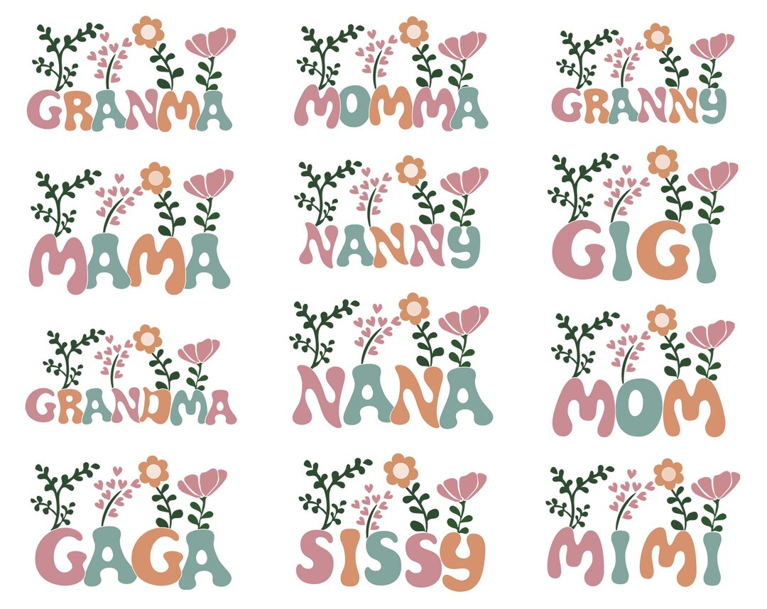 Mama Flower Popular Png Bundle, Mama Flower Png, Retro Mama Png, Mother ...