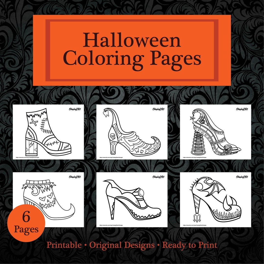 6 Monster Shoe Printable Halloween Coloring Pages, Halloween Monsters ...