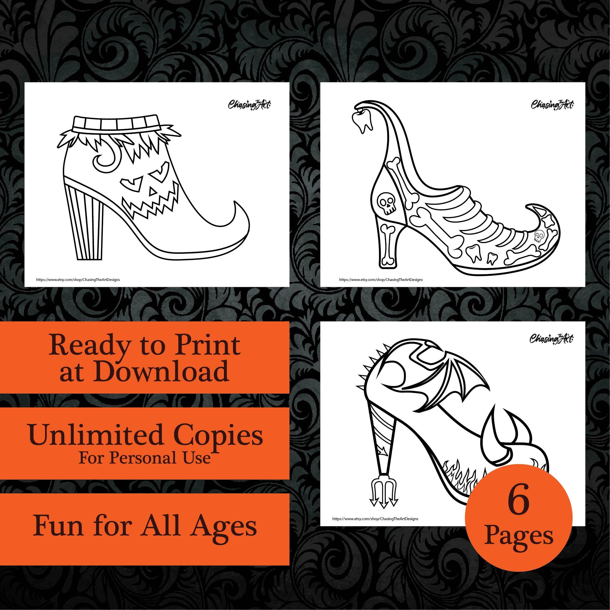6 Monster Shoe Printable Halloween Coloring Pages Halloween - Etsy