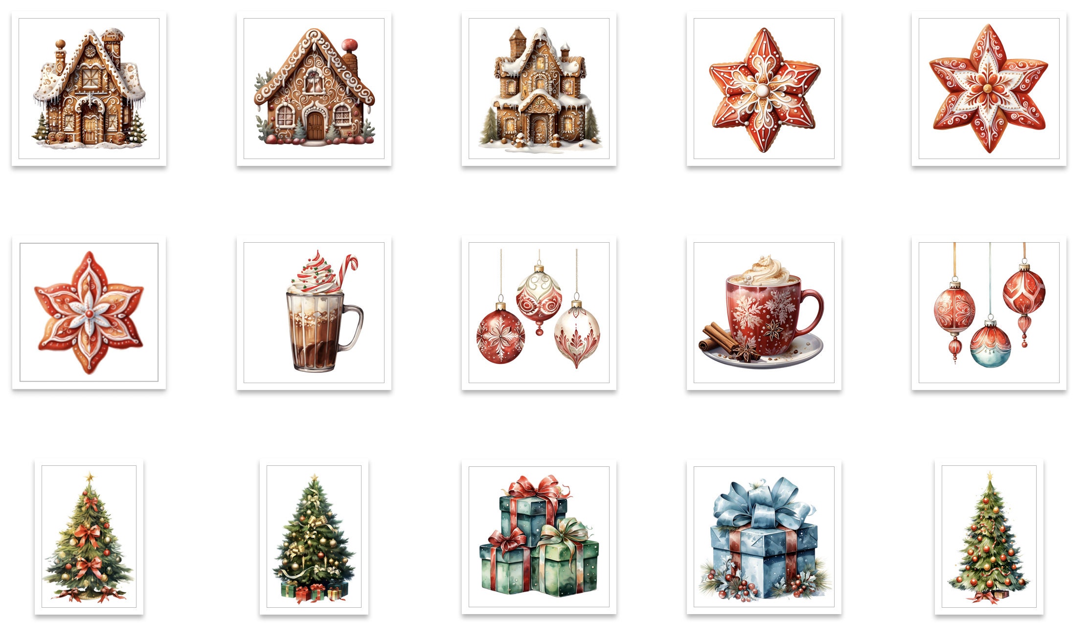 Christmas Bundle Clipart Watercolour, Santa Clipart, Christmas Clipart ...